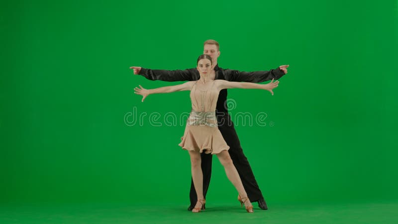 Elegant Ballroom Dance Couple in Action Chroma Key. Stock Image - Image ...
