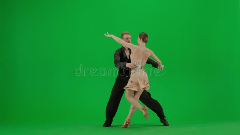 Elegant Ballroom Dance Couple in Action Chroma Key. Stock Footage ...