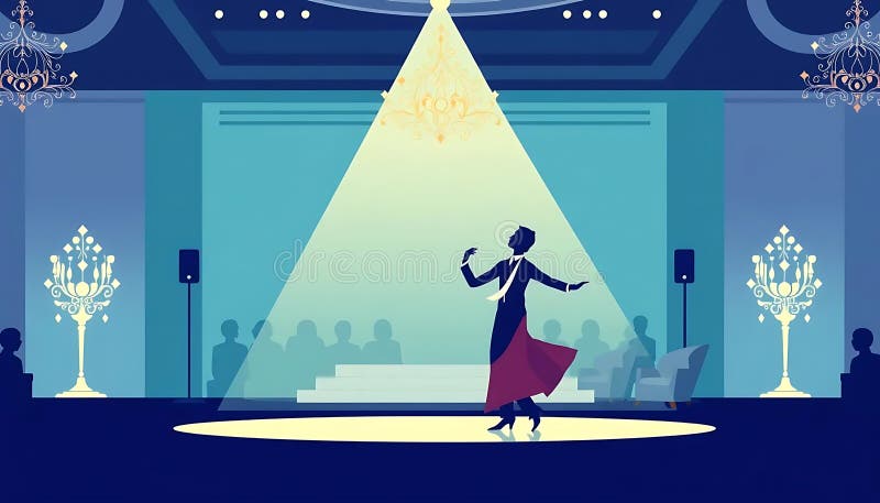Elegant Ballroom Dancer Performance Under Spotlight Stock Illustration ...