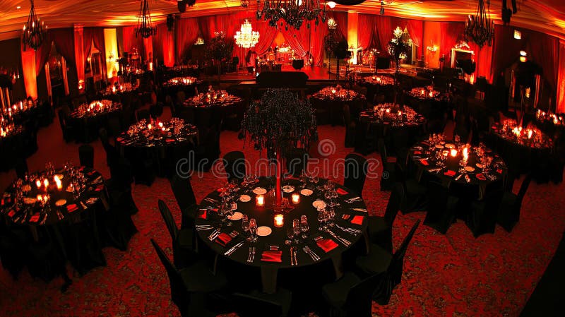 Elegant Ballroom Event, Red Decor, Stage Show Stock Image - Image of ...
