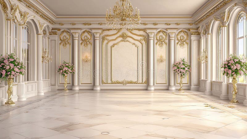 Elegant Ballroom Interior Design Stock Illustration - Illustration of ...