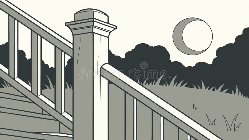 Elegant Balustrade in a Moonlit Field with Subtle Foliage, Vector ...