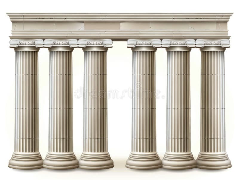 Elegant Bank Design Element with Six Classical Columns on a White ...