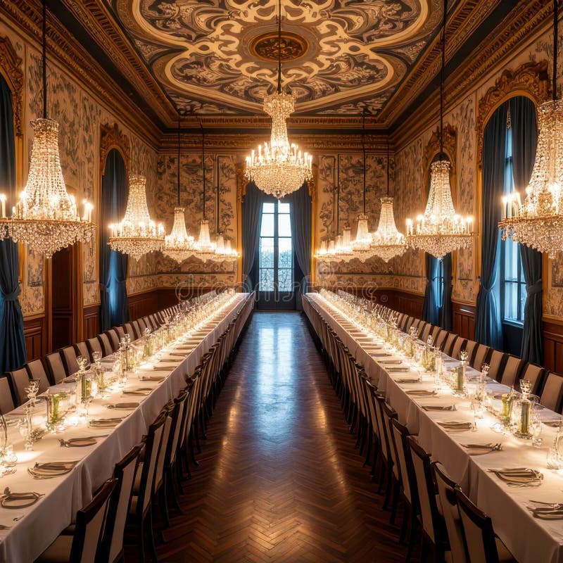Elegant Banquet Hall for a Wedding Party Stock Image - Image of romance ...