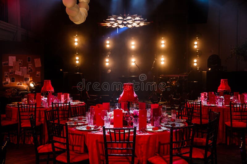 Elegant Banquet Hall for a Wedding Party Stock Image - Image of setting ...