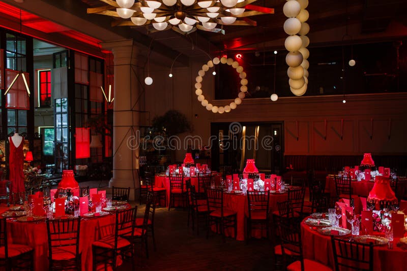 Elegant Banquet Hall for a Wedding Party Stock Photo - Image of cloth ...