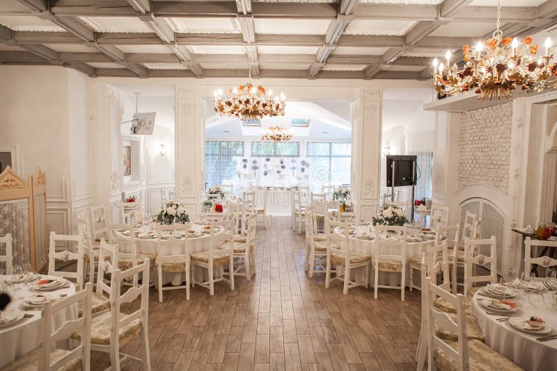 Elegant Banquet Hall for a Wedding Party Stock Image - Image of place ...