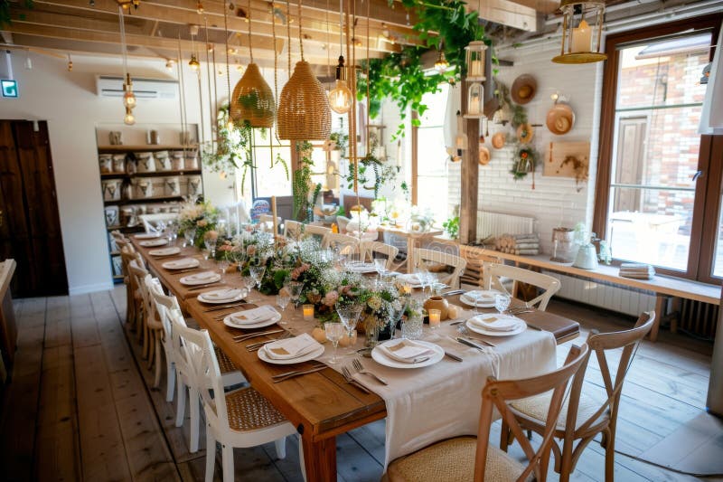 Elegant Banquet Table Setting for a Chic Event Stock Illustration ...