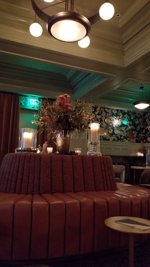 Elegant bar decor stock photo. Image of leather, flowers - 158101406