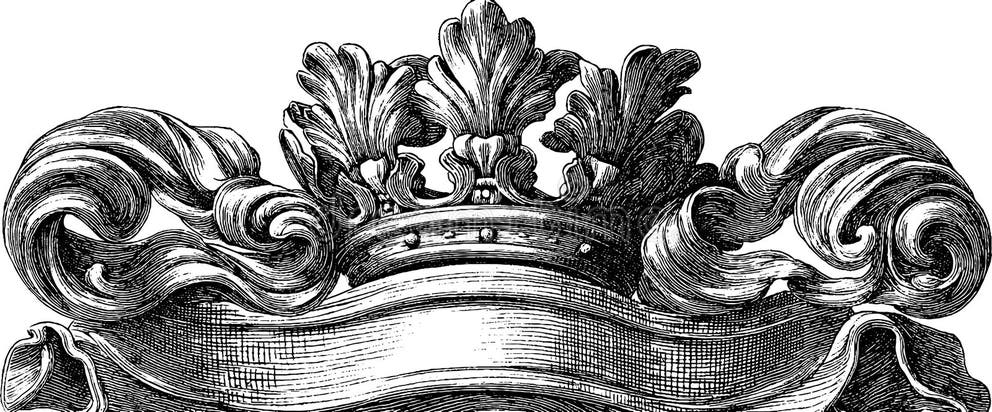 Elegant Baroque Frame and Crown Engraving for Decorative Design and Art ...