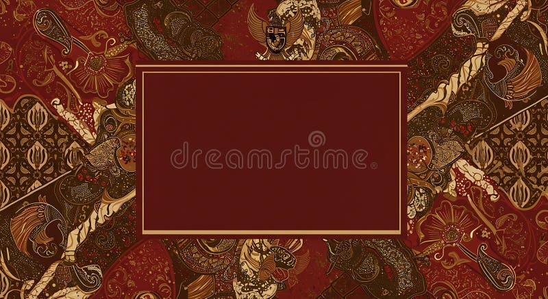 Elegant Batik Pattern Background with Framed Text Area in Maroon Colors ...
