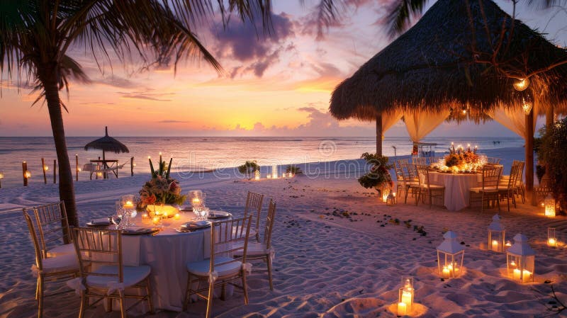 Elegant Beach Wedding Reception at a Stunning Resort with Romantic ...