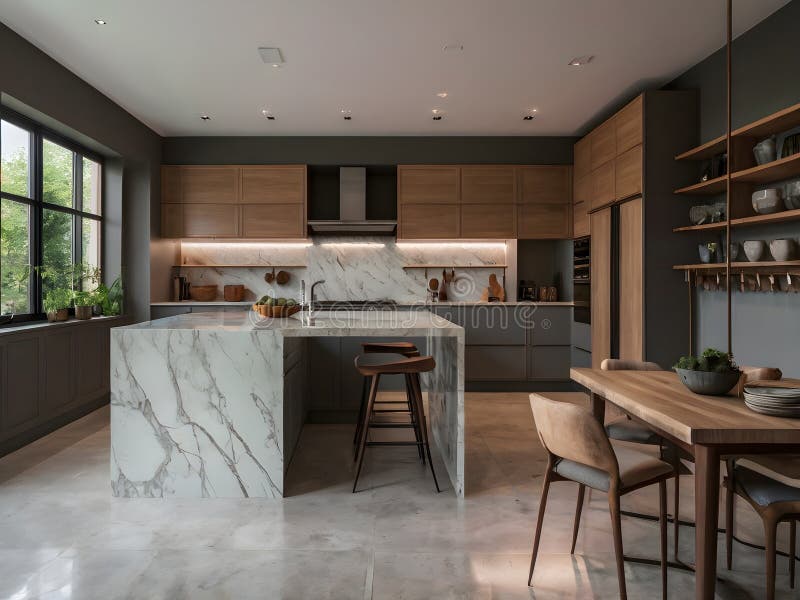 Aesthetic kitchen stock illustration. Illustration of home - 373134548