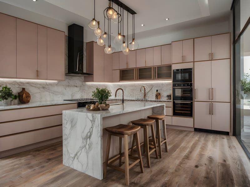 Aesthetic kitchen stock illustration. Illustration of cabinetry - 373134590