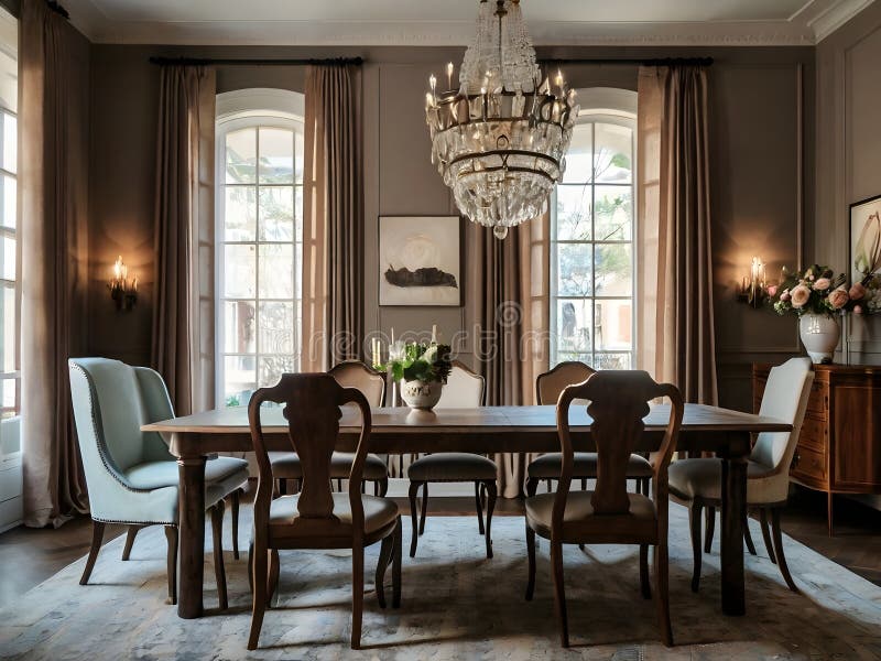 Aesthetic dining room stock illustration. Illustration of ceiling ...