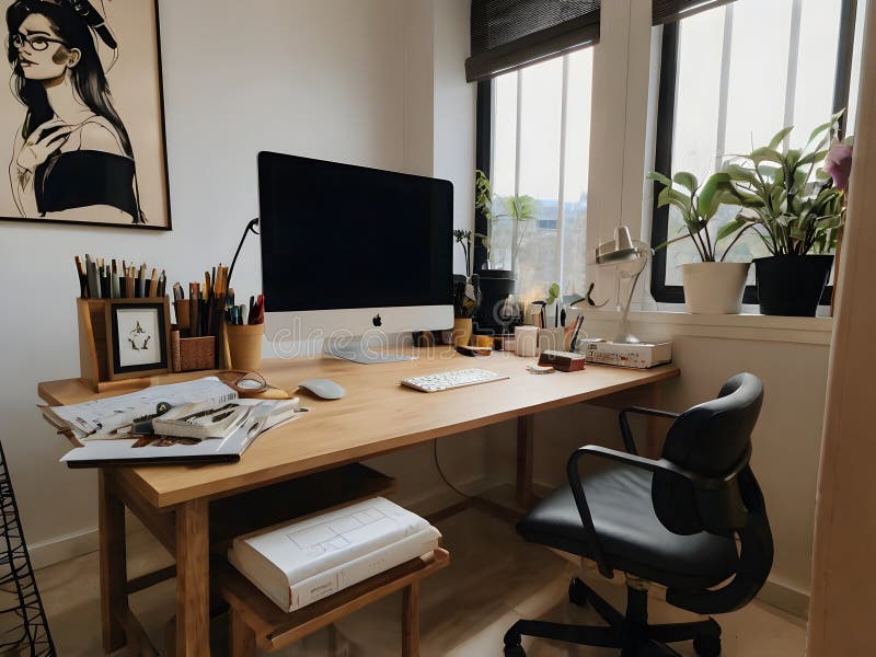 Aesthetic study room stock illustration. Illustration of creative ...