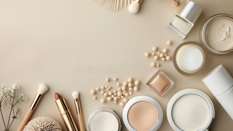 Elegant Beauty Products Arrangement on Neutral Surface Stock Image ...