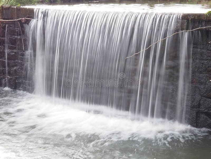 Beauty Waterfall between Trees in Autumn Stock Image - Image of outdoor ...