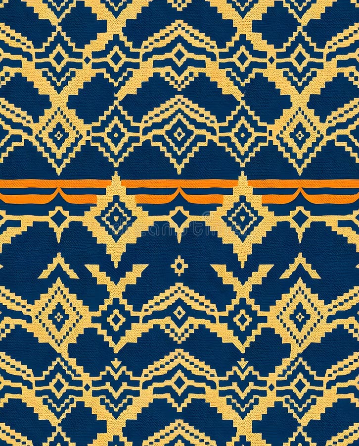 Elegant Bedouin Sadu in Moonlight Silver and Midnight Blue Pattern ...