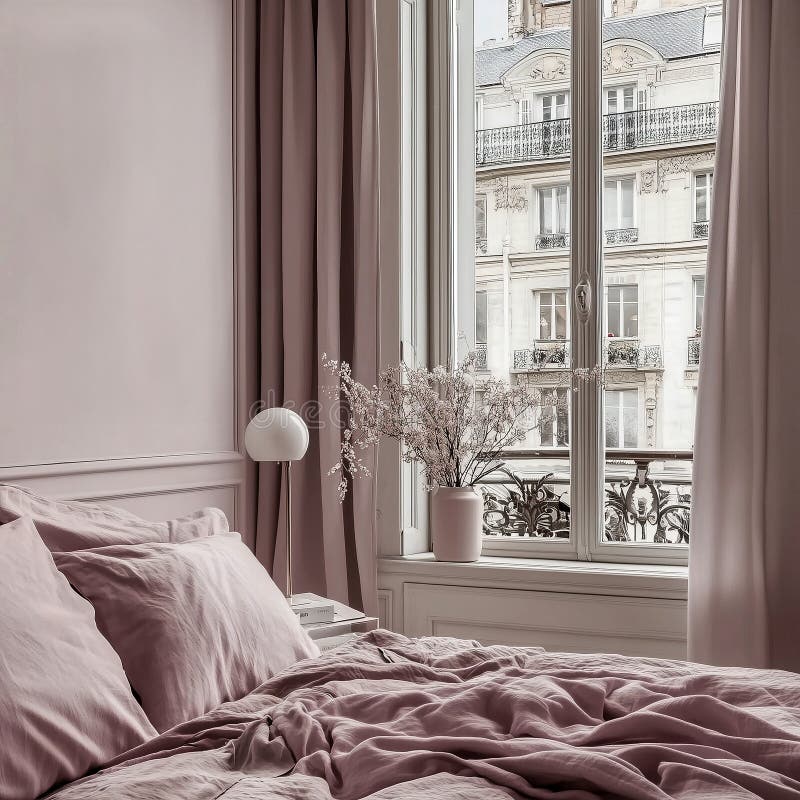Elegant Bedroom Interior in Classic Parisian Style, with a Large Bed ...