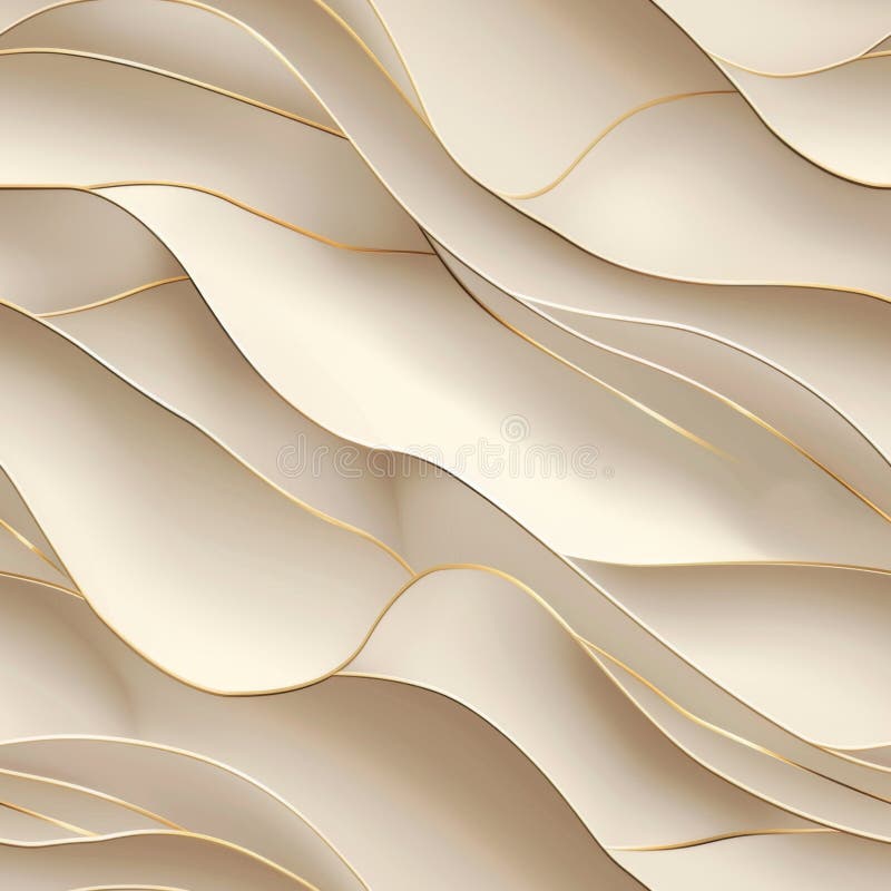 Elegant Beige Abstract Waves Background with Gold Lines Stock Image ...
