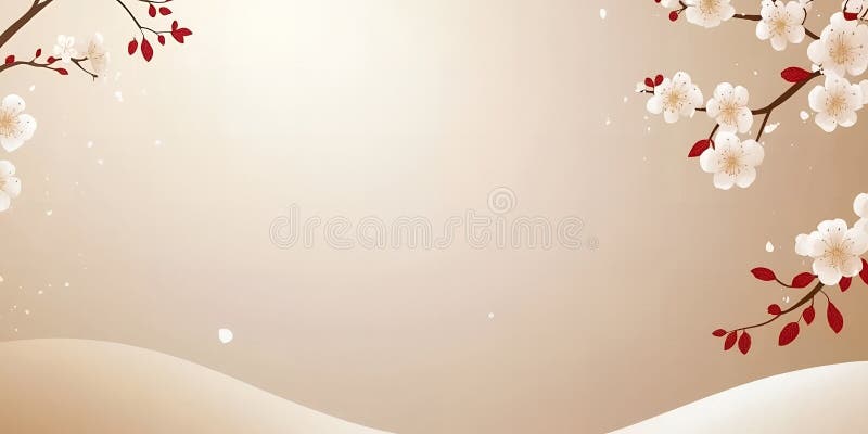 Elegant Beige Background with Delicate White Blossom Branches Spring ...
