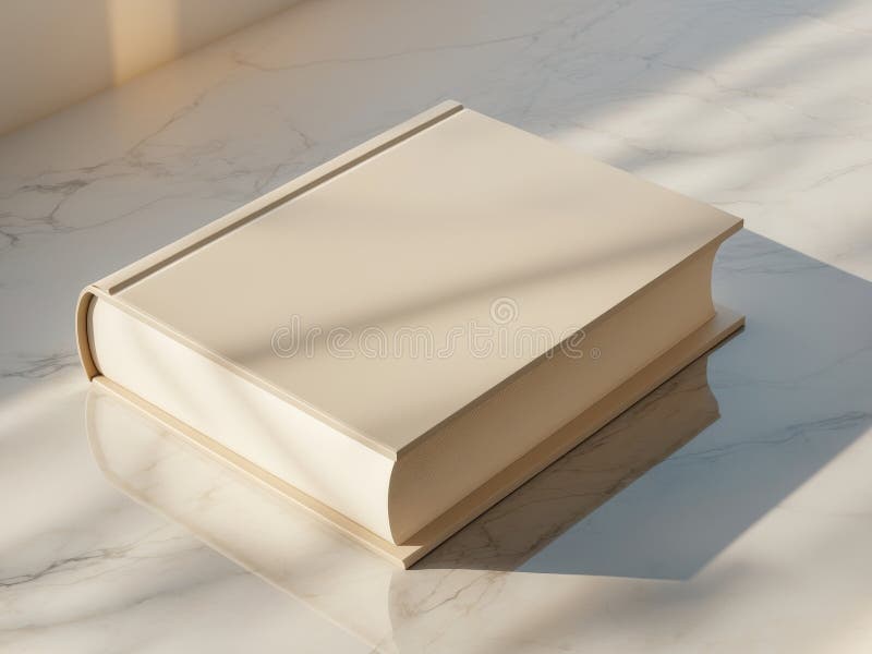 Elegant Beige Book Mockup on Marble Surface with Soft Sunlight. Stock ...