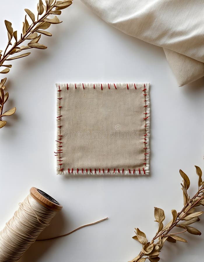 Elegant Beige Fabric and Sewing Essentials on Table Stock Illustration ...