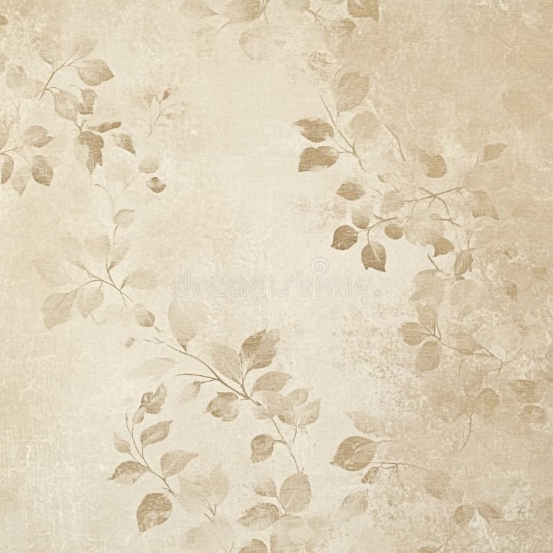 Elegant Beige Floral Pattern Vintage Botanical Leaf Texture Rustic ...