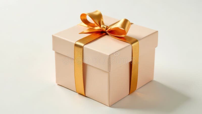 Elegant Beige Gift Box with Golden Ribbon Stock Illustration ...