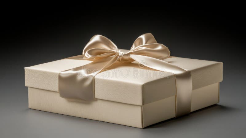 Elegant Beige Gift Box with Satin Ribbon Bow Stock Illustration ...