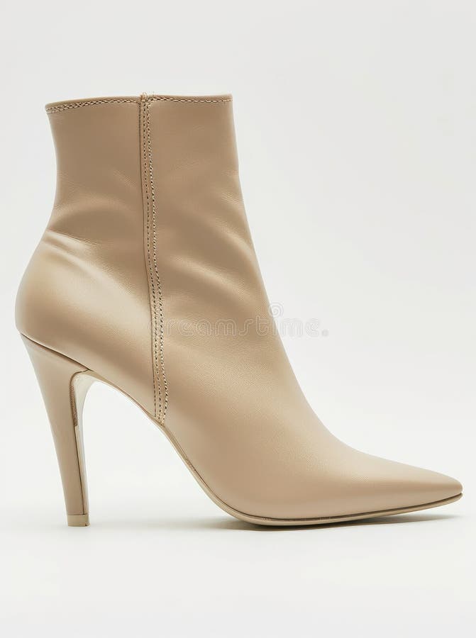 Elegant Beige High-heeled Ankle Boot. Stock Illustration - Illustration ...