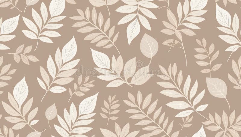 Elegant Beige Leaf Pattern Seamless Texture, Botanical Floral ...