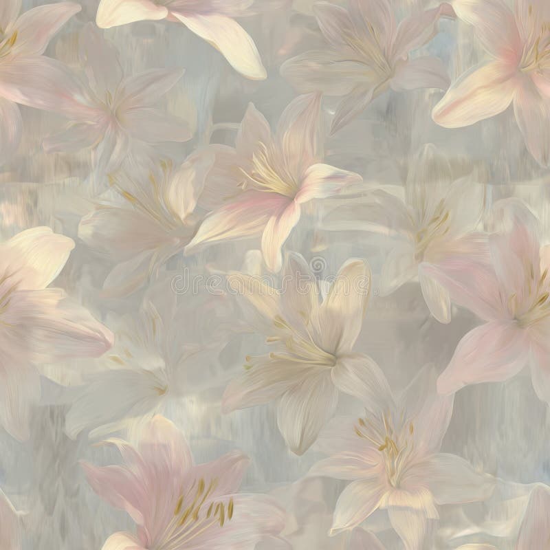 Elegant Beige Lily Floral Pattern: Soft Pastel Aesthetic Background ...