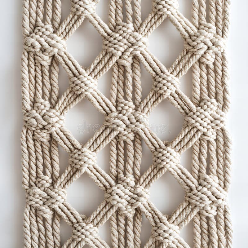 Elegant Beige Macrame Wall Hanging Craft Texture Background Detailed ...