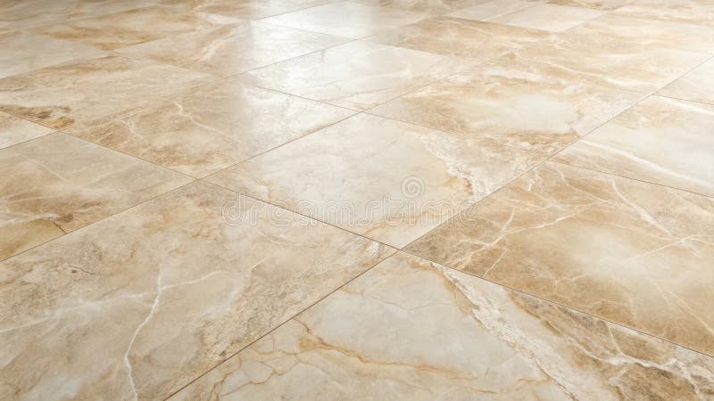 Elegant Beige Marble-effect Tile Floor Featuring a Subtle Veined ...