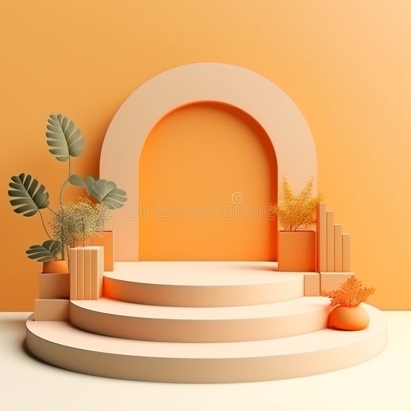 The Elegant Beige Podium Display with Minimalist Presentation Platform ...