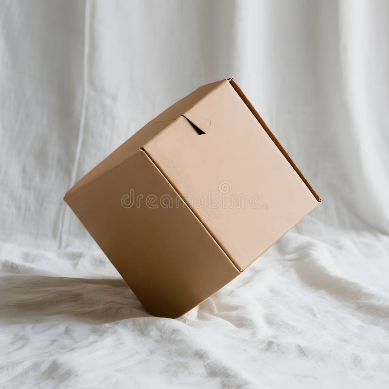 Elegant Beige Rectangular Cardboard Box with Hinged Lid on White ...