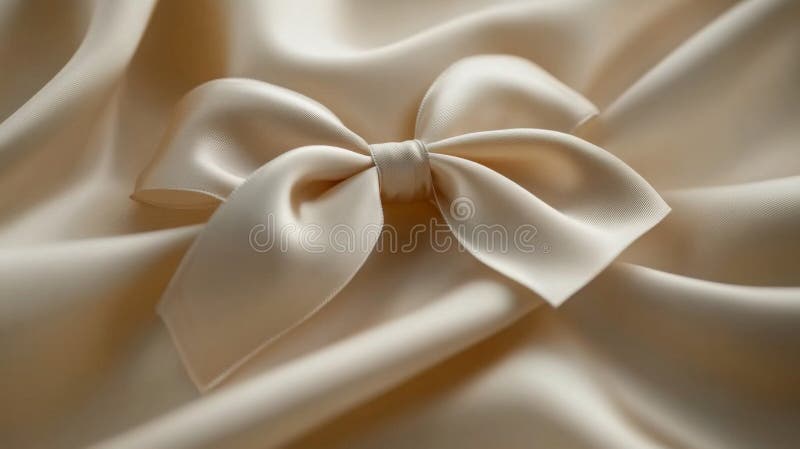 Elegant Beige Satin Bow on Draped Fabric Stock Illustration ...