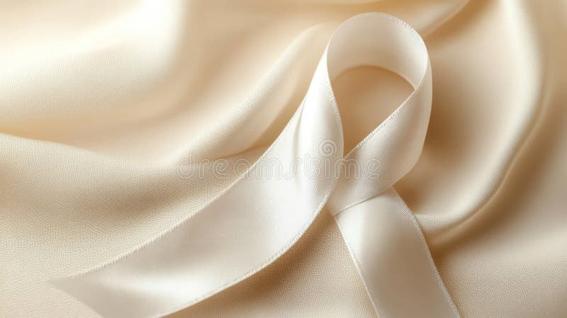 Elegant Beige Silk Ribbon Flowing on Satin Fabric Backdrop with Soft ...