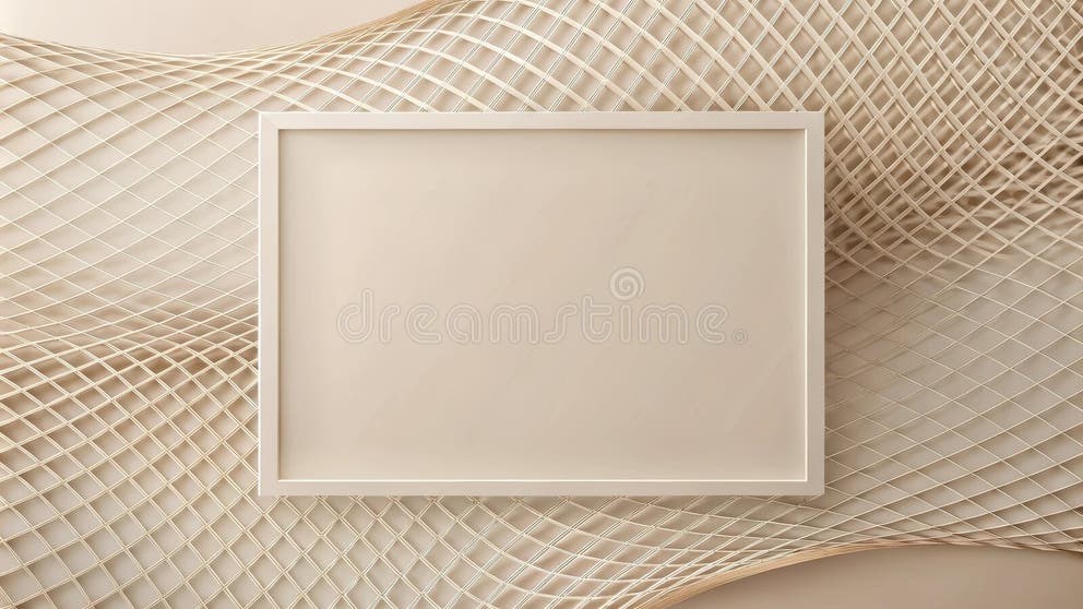 Elegant Beige Square Frame on Abstract Wavy Lattice Background ...
