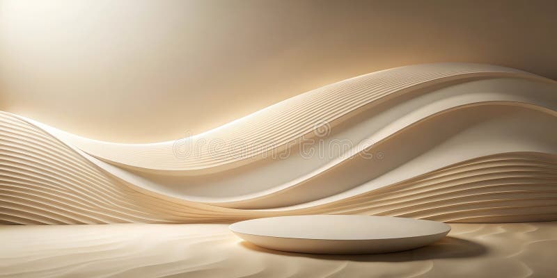 Elegant Beige Wave Background with Circular Display Platform ...