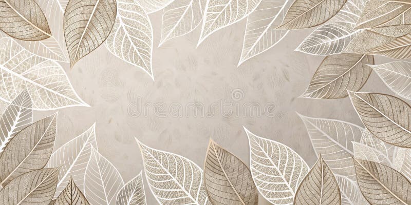 Elegant Beige and White Leaf Design for Walls. Generative AI Stock ...