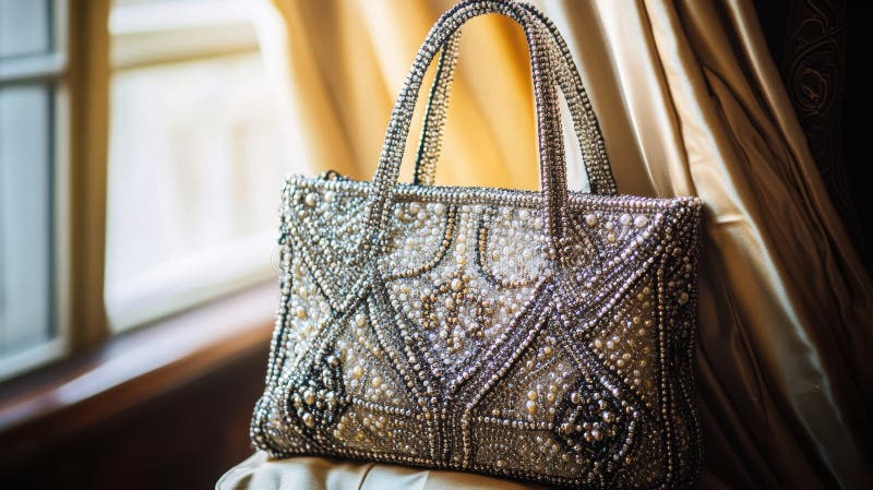 Elegant Bejeweled Handbag by Bright Window in Luxurious Setting Stock ...