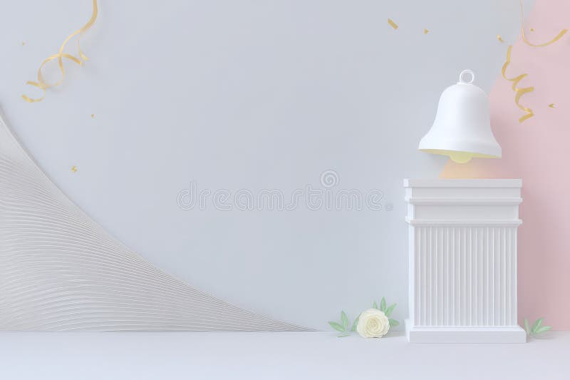 Elegant Bell Decor with Pedestal and Floral Elements in Minimalist ...
