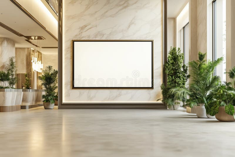 Elegant Billboard Mockup Display in a High-end Hotel Lobby Surrounded ...