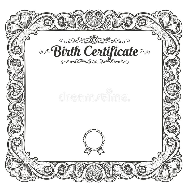 Elegant Birth Certificate Design with Decorative Border Stock ...