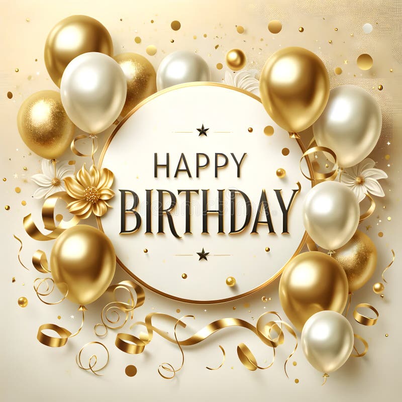 An Elegant Birthday Card Featuring the Text Happy Birthday Stock ...