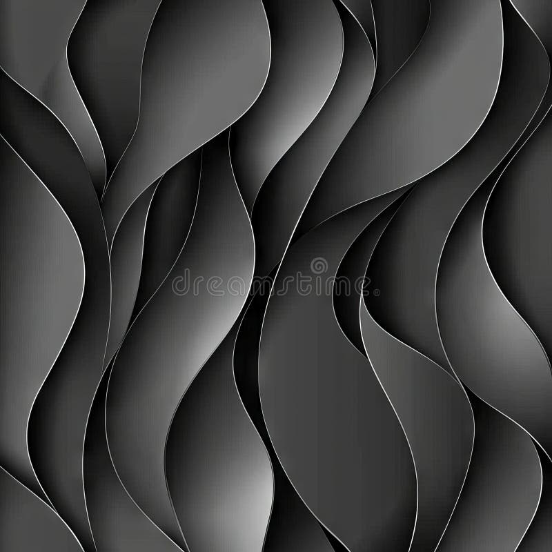 An Elegant Black Background with Flowing, Wavy Patterns. Stock Photo ...