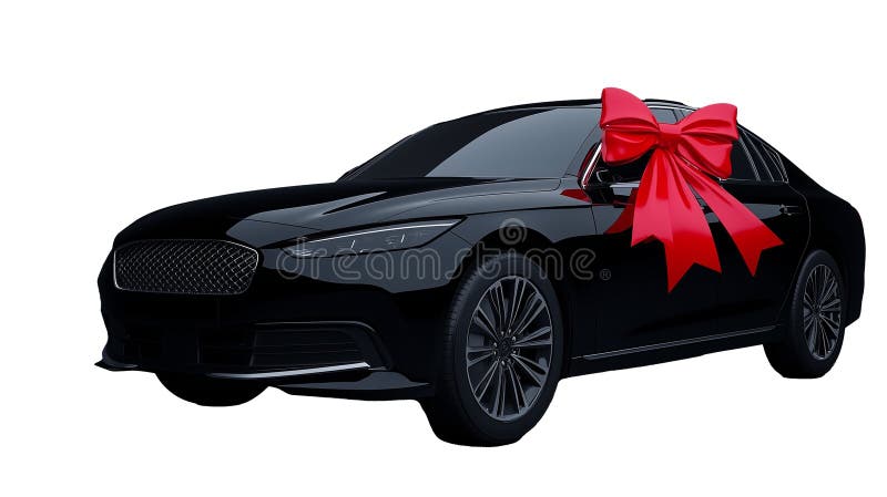 Elegant Black Car with a Red Bow on Transparent Background Stock Photo ...